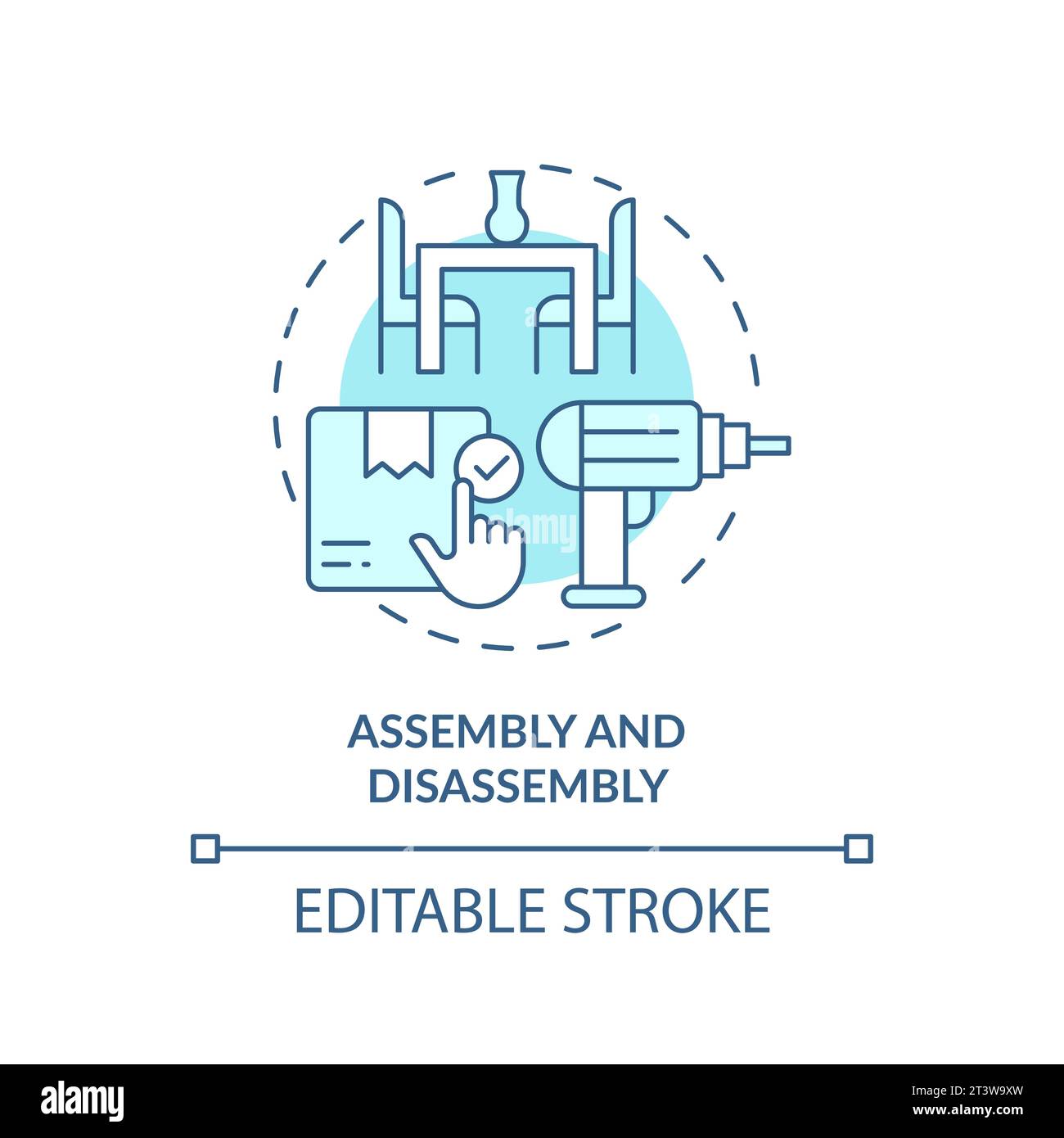 2D simple thin linear blue assembly and disassembly icon Stock Vector ...
