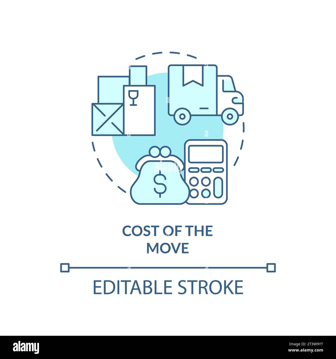 2D simple thin linear blue cost of the move icon Stock Vector Image ...