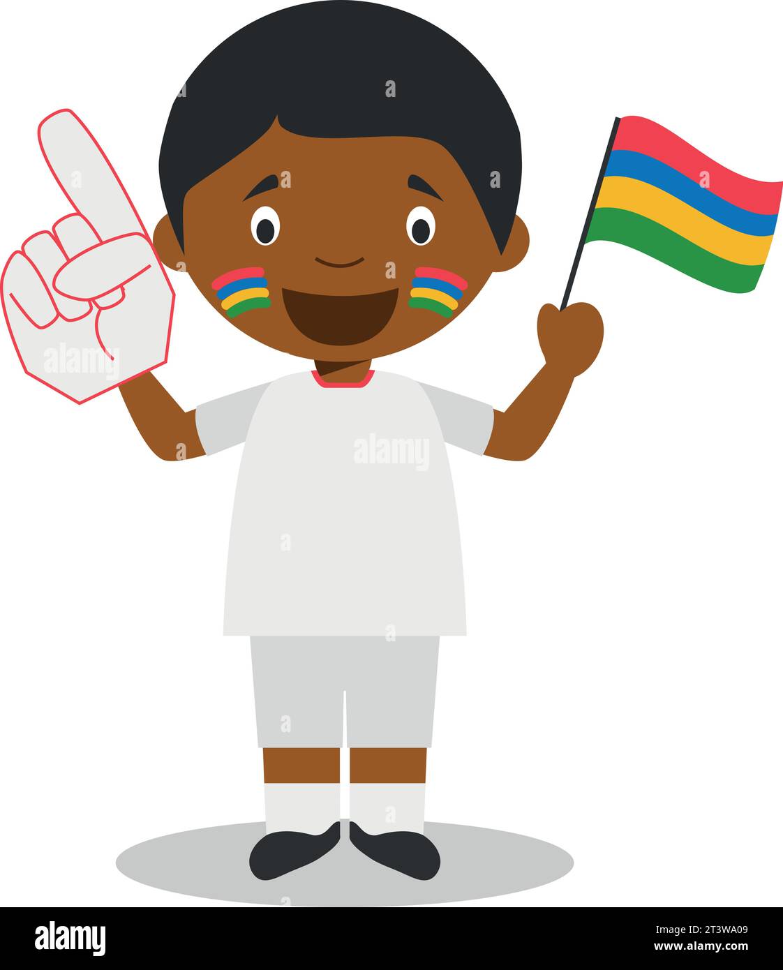 National sport team fan from Mauritius with flag and glove Vector ...