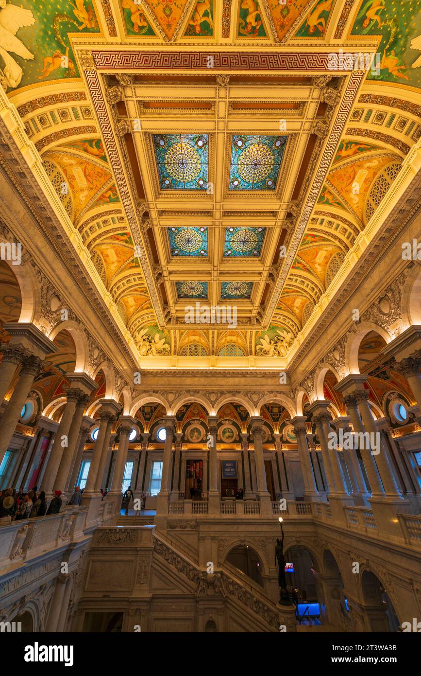 The ceiling of the Library of Congress, Washington, DC USA Stock Photo ...