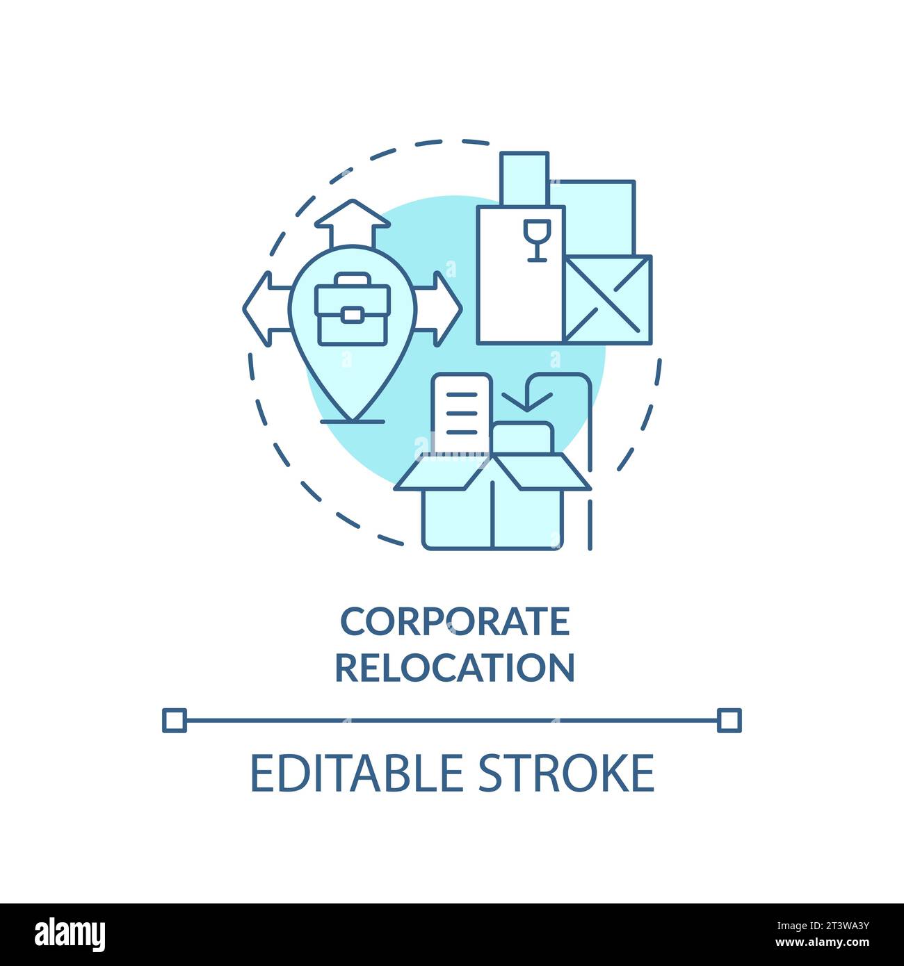 2D simple thin linear blue corporate relocation icon Stock Vector Image ...
