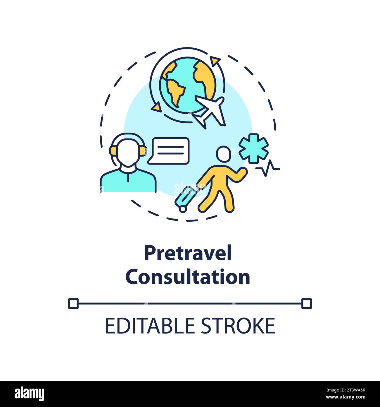 2D thin linear icon pretravel consultation concept Stock Vector Image ...