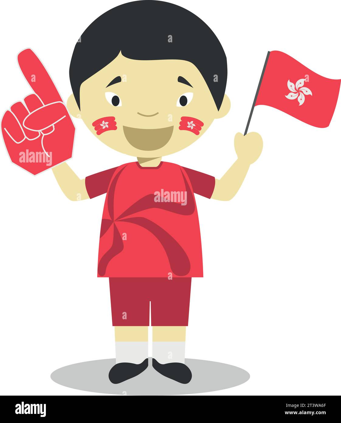 National sport team fan from Hong Kong with flag and glove Vector ...