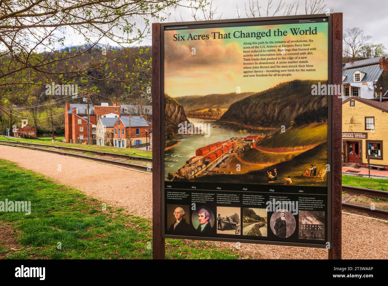 Interpretive sign at Harpers Ferry National Historic Park, West ...