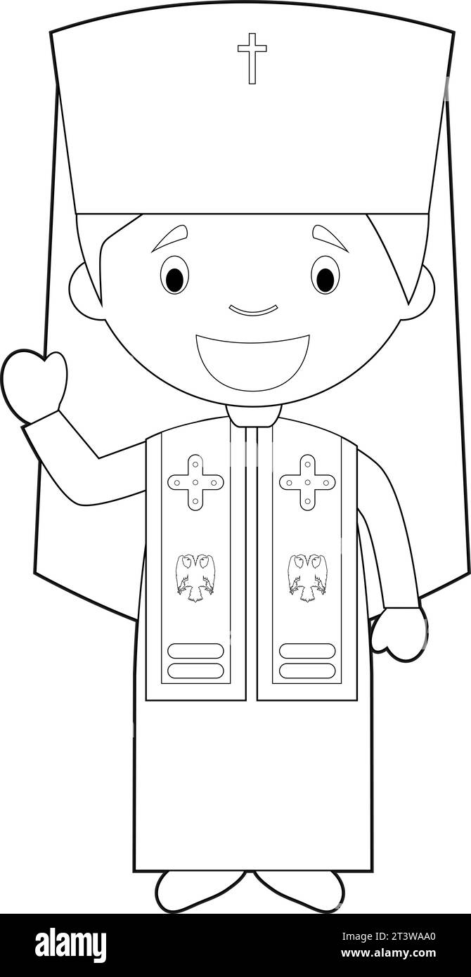Easy coloring Orthodox Patriarch cartoon character dressed in the ...