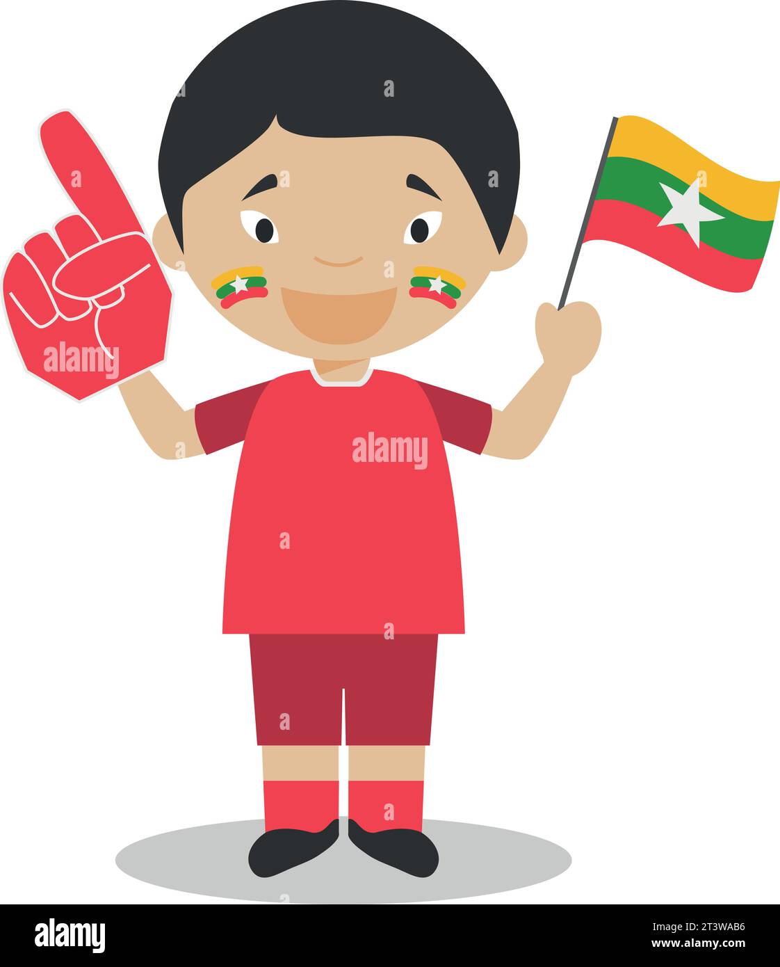 National sport team fan from Myanmar Burma with flag and glove Vector ...