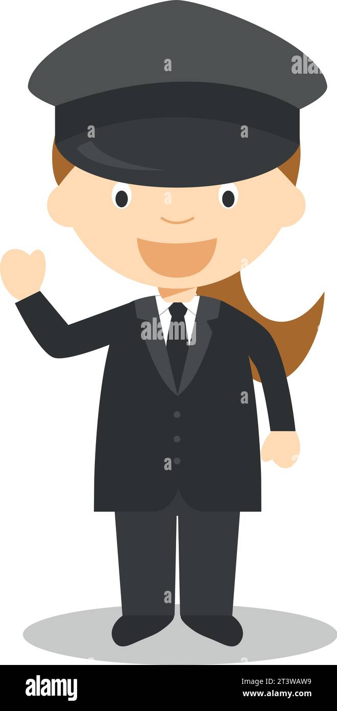 Cute cartoon vector illustration of a chauffeur. Women Professions ...