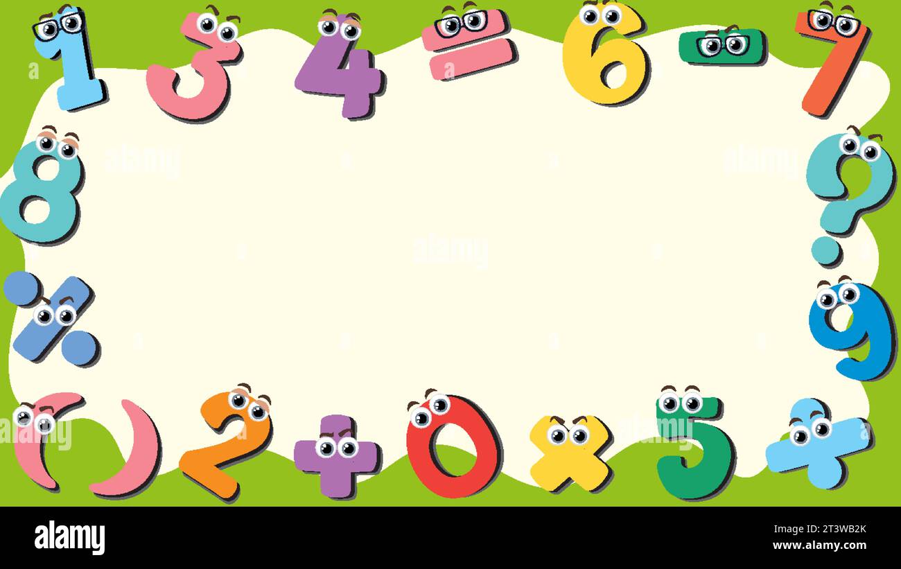 Math Number and Symbol with Eyes Character illustration Stock Vector ...