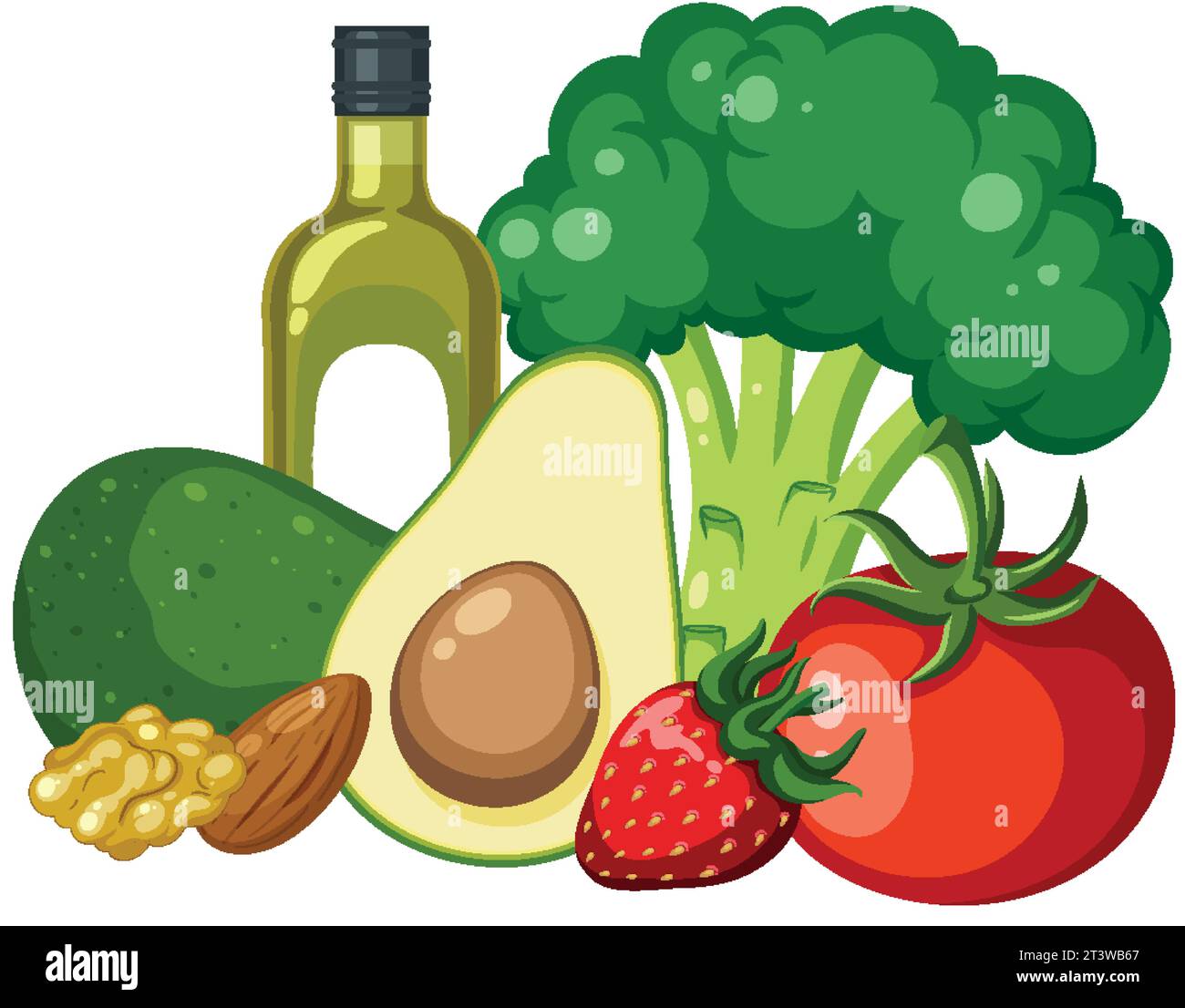 Vector cartoon illustration of a group of healthy foods Stock Vector ...