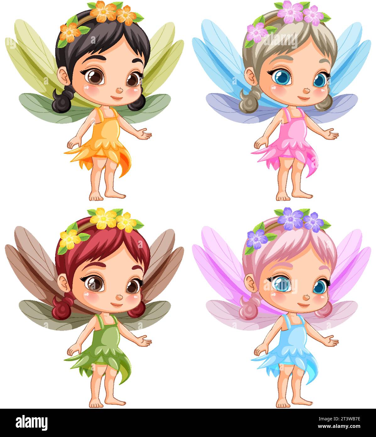 Cute fantasy fairy cartoon character illustration Stock Vector Image ...