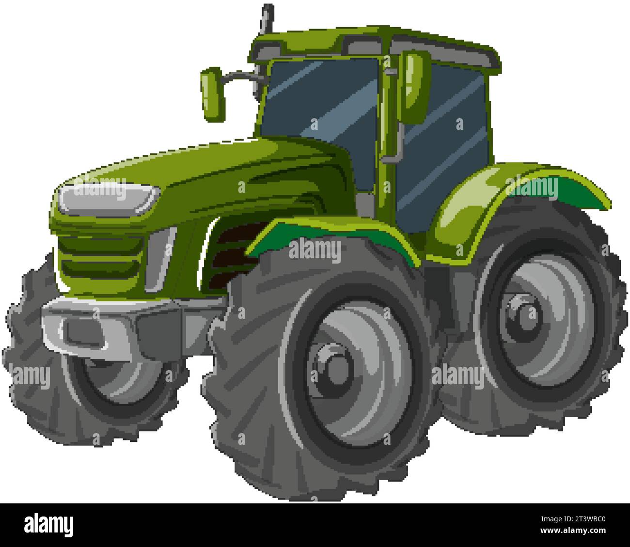 A cheerful red tractor cartoon illustration isolated on a white ...