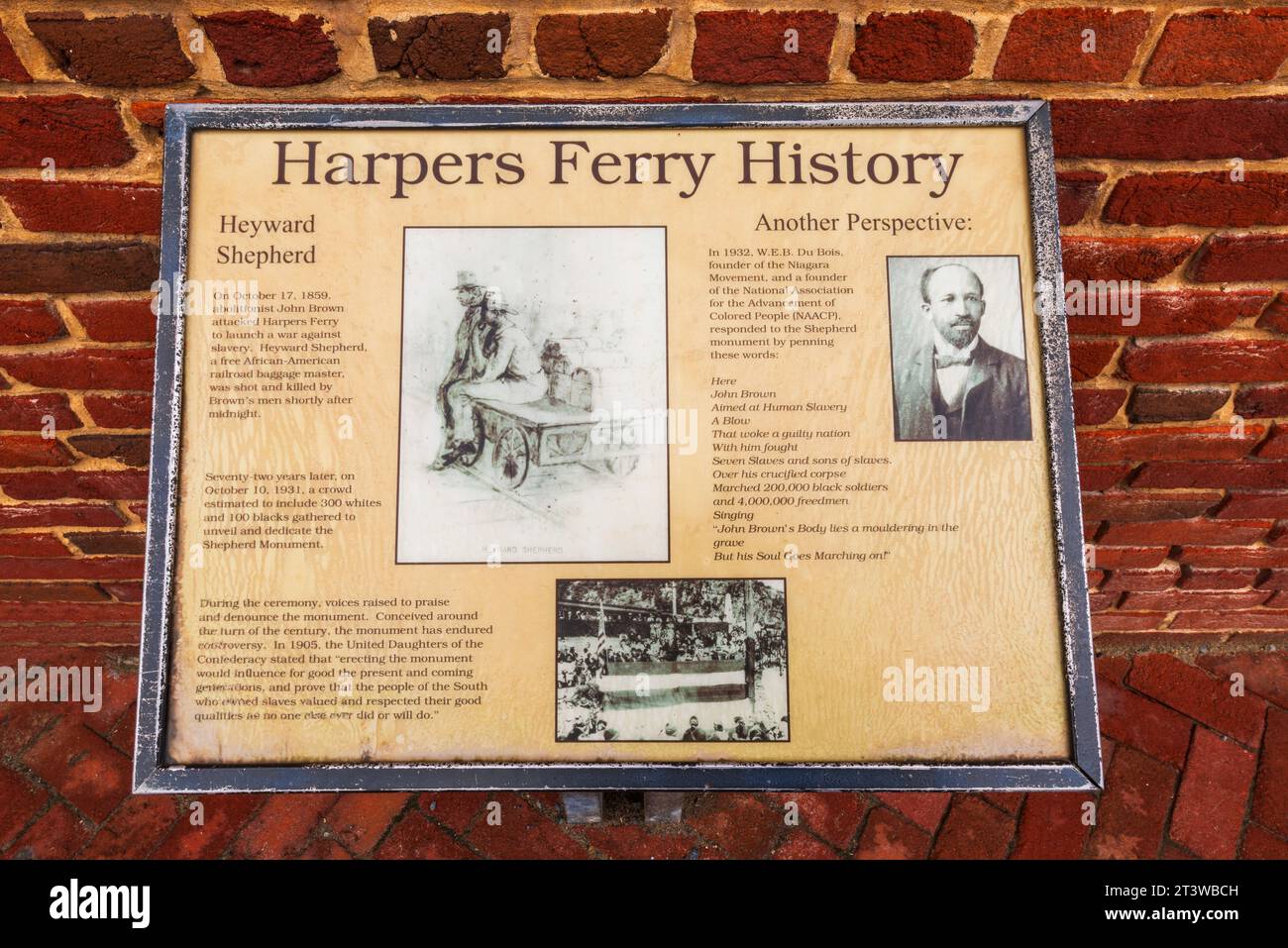 Interpretive plaque and sign at Harpers Ferry National Historic Park ...