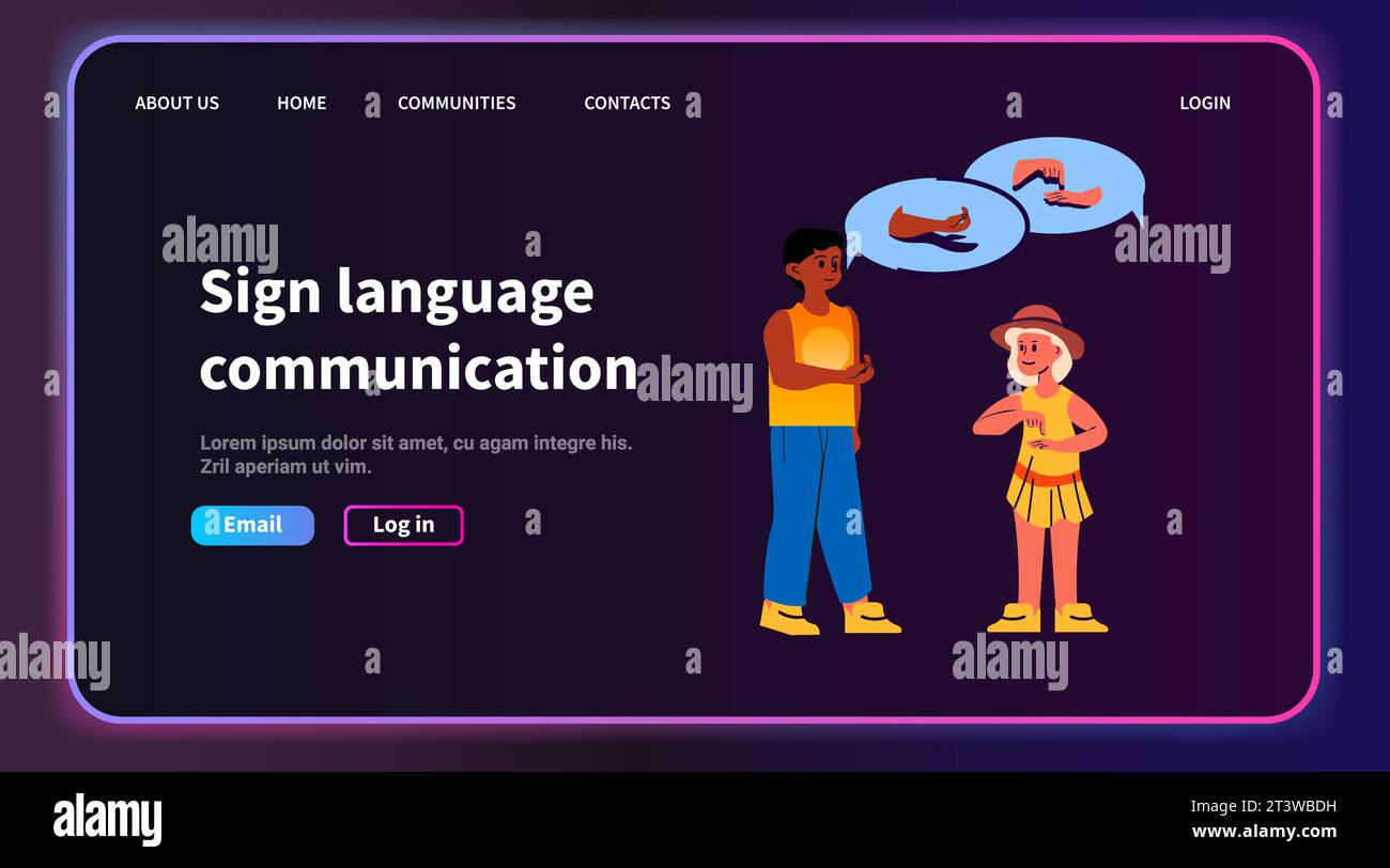 deaf mix race children talk to each other using sign gesture language ...