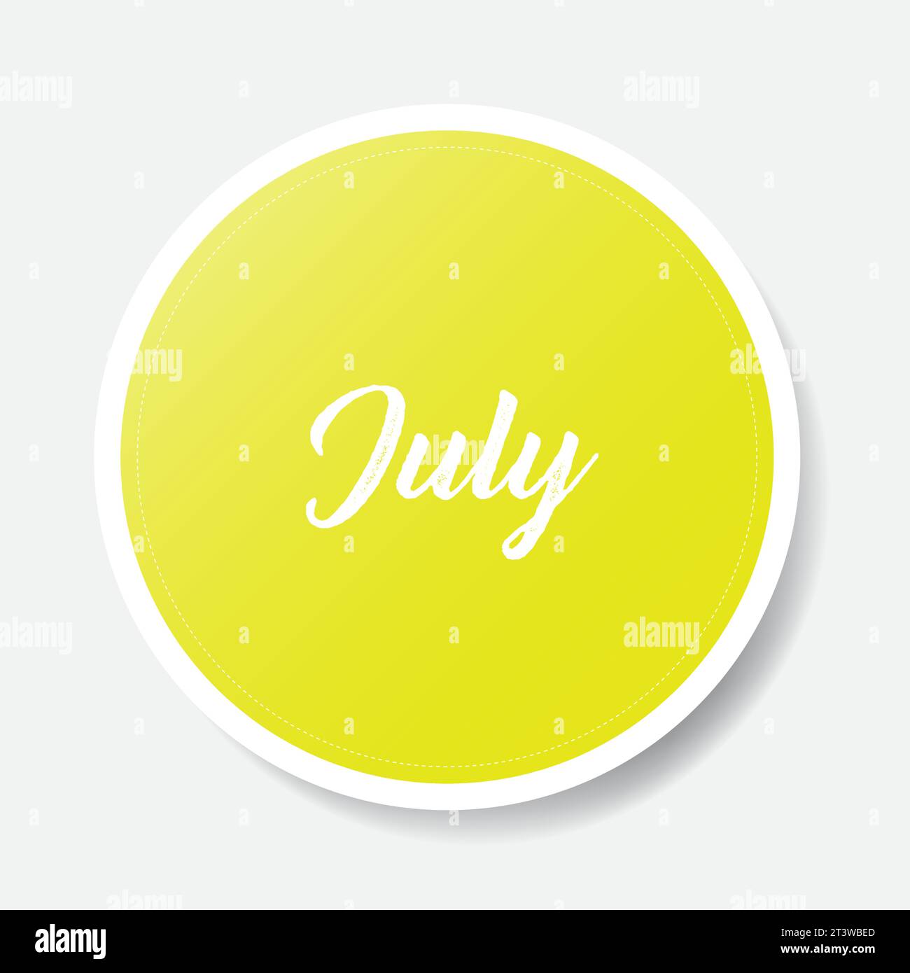 July yellow round sticker on white background, vector illustration ...
