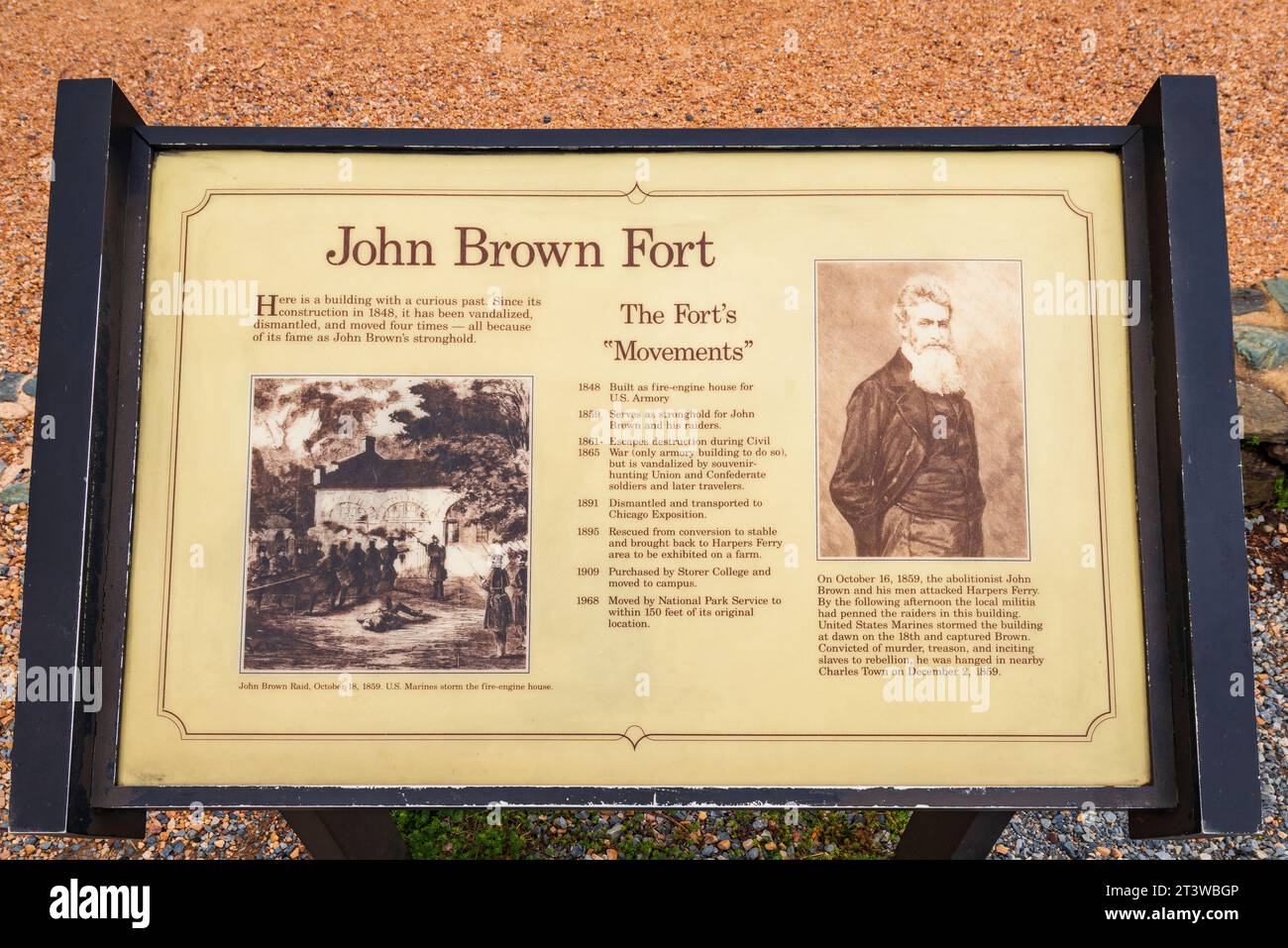Interpretive sign at John Brown Fort, Harpers Ferry National Historic ...