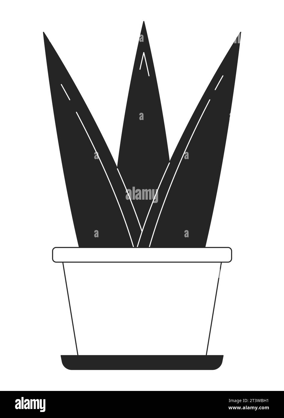 Potted plant sharp leaves black and white 2D line cartoon object Stock ...