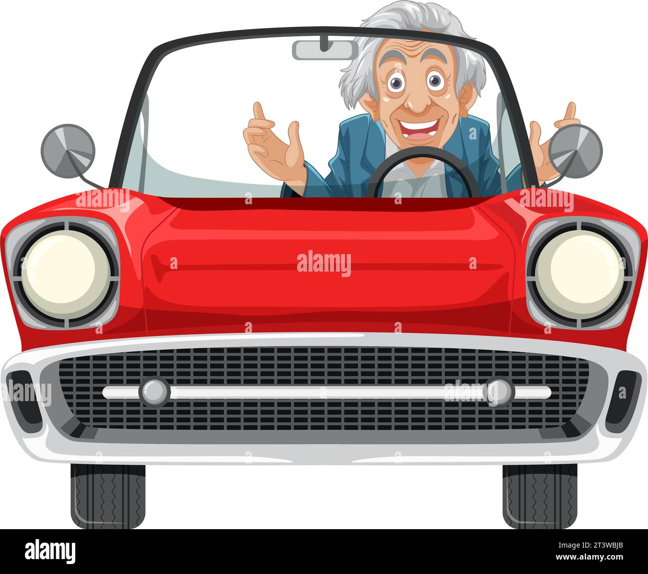 Elderly man happily driving a convertible car Stock Vector Image & Art ...