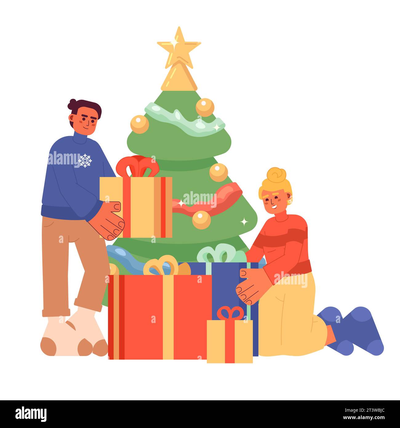Expectation Christmas day cartoon flat illustration Stock Vector Image ...