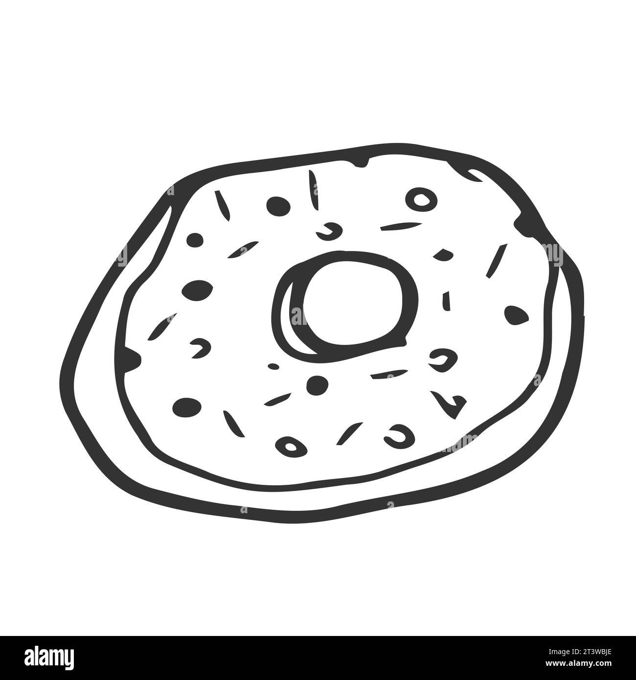 Donut illustration. Hand drawn Sketch of doughnut. Fast food ...