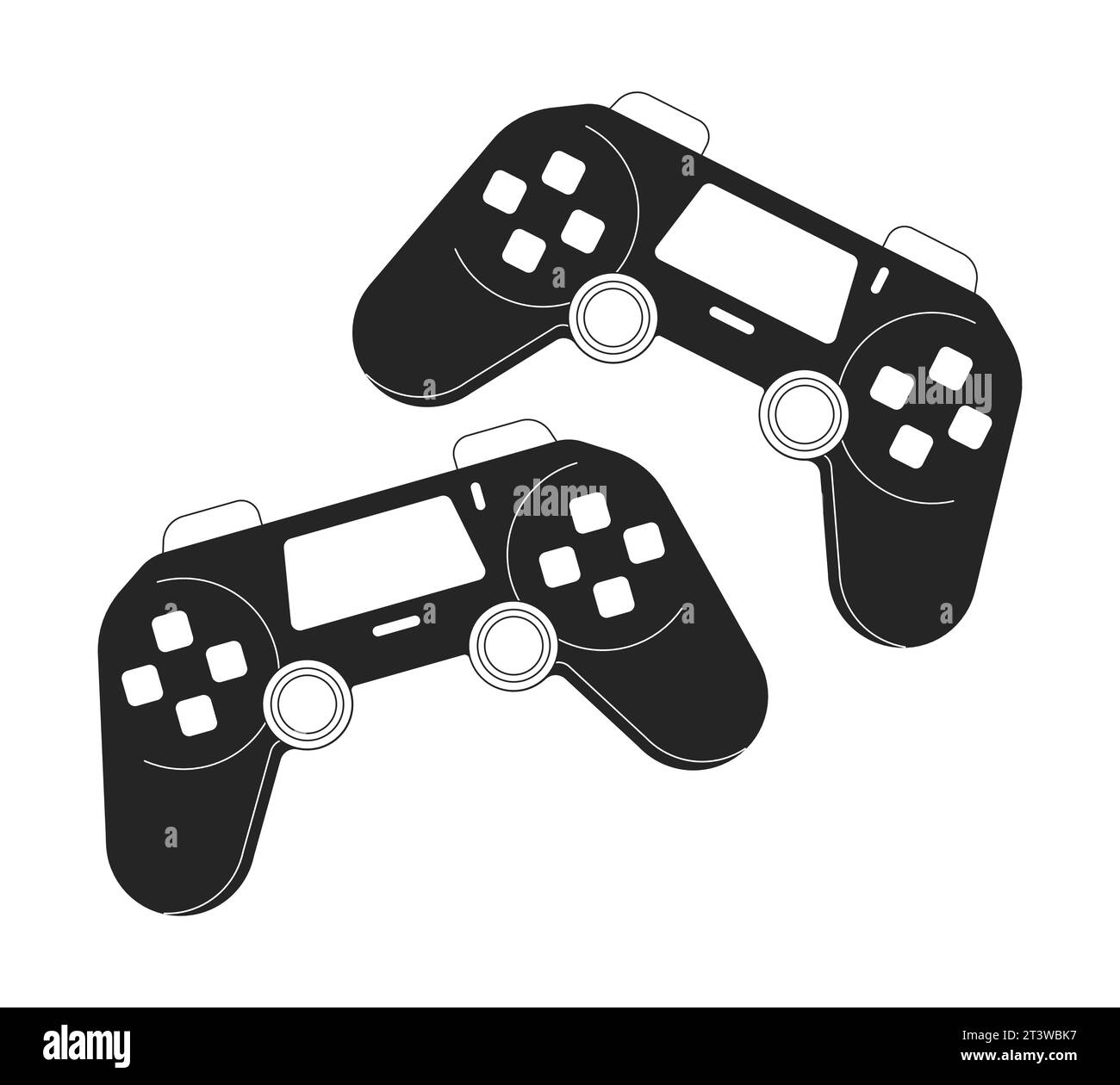 Joysticks two players black and white 2D line cartoon object Stock ...
