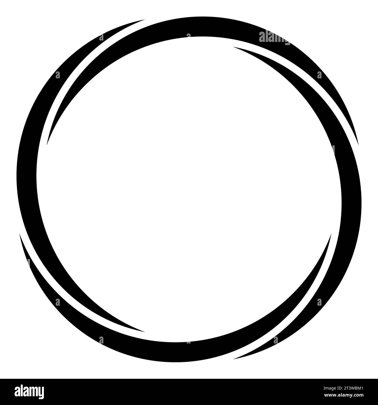 Round curve frame 4 sectors moon ornament circle border doodle Stock ...