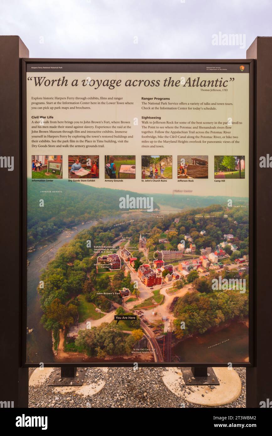 Interpretive sign at Harpers Ferry National Historic Park, West ...