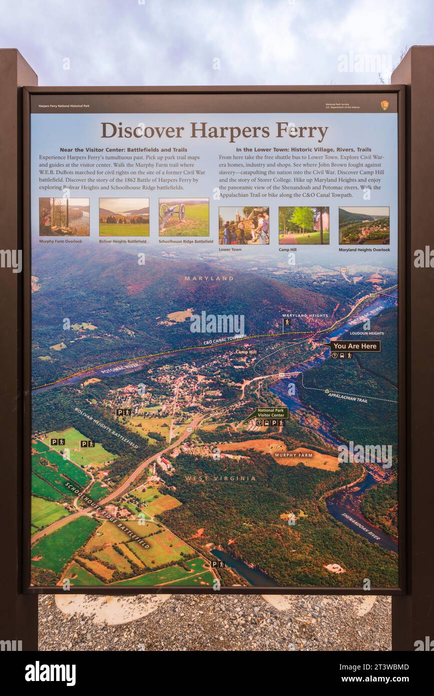 Interpretive sign at Harpers Ferry National Historic Park, West ...