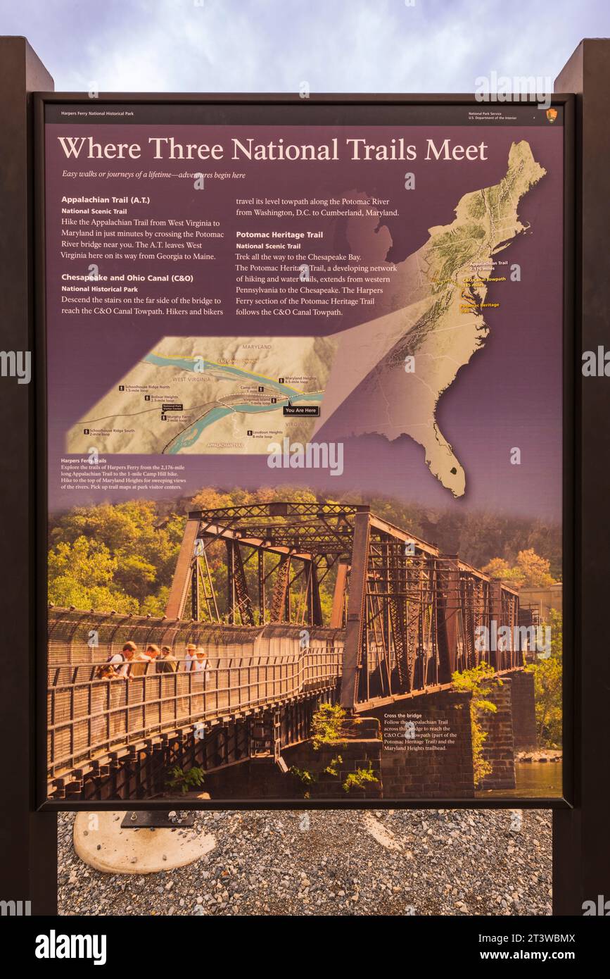 Interpretive sign at Harpers Ferry National Historic Park, West ...