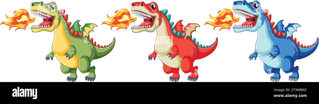 A vibrant vector illustration of a dragon releasing fire Stock Vector ...