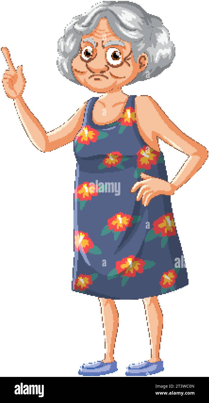 Grumpy grandmother cartoon character illustration Stock Vector Image ...