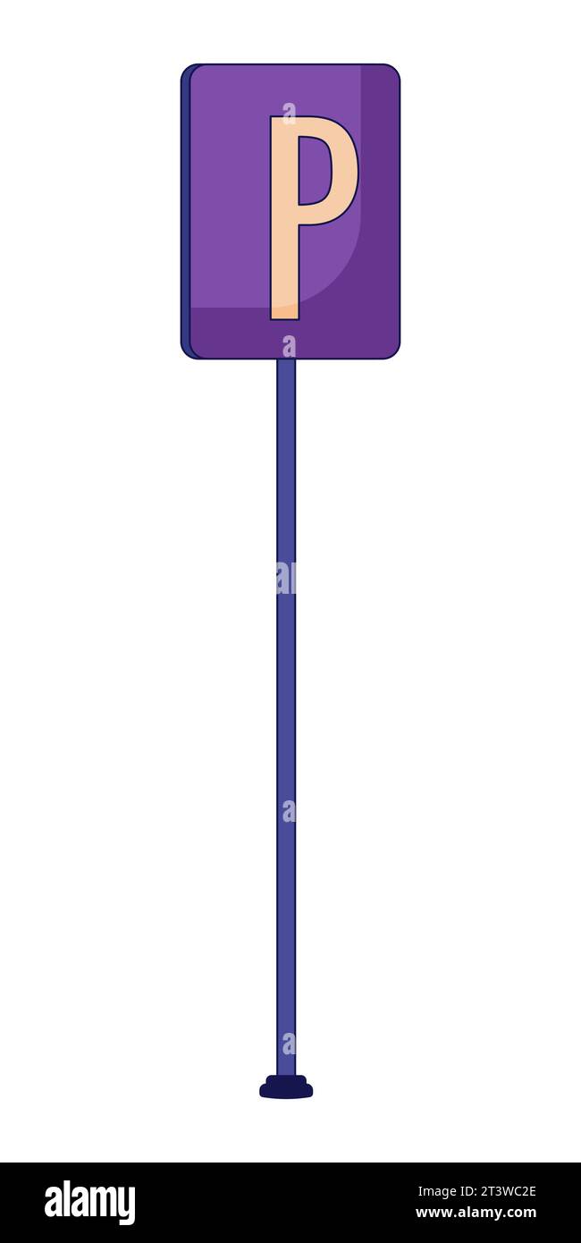 Parking sign pole 2D linear cartoon object Stock Vector Image & Art - Alamy
