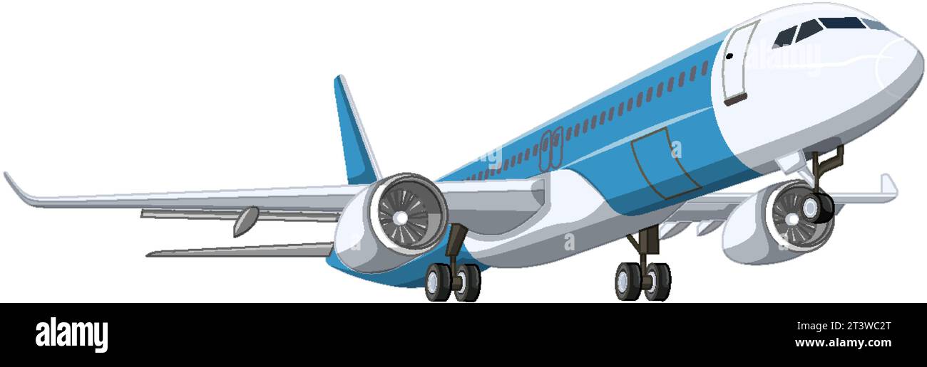 A vector cartoon illustration of a commercial airline airplane taking ...