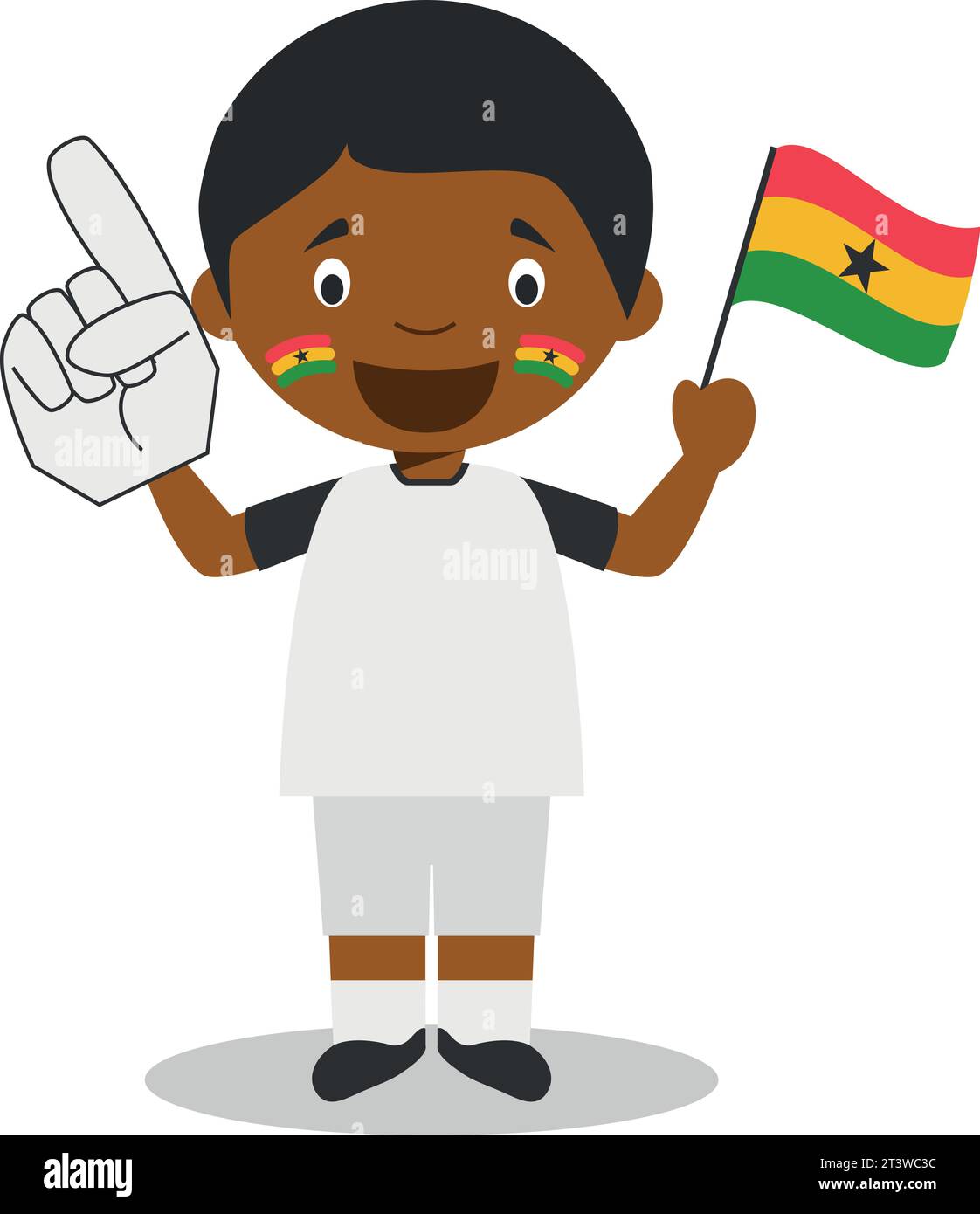 National sport team fan from Ghana with flag and glove Vector ...
