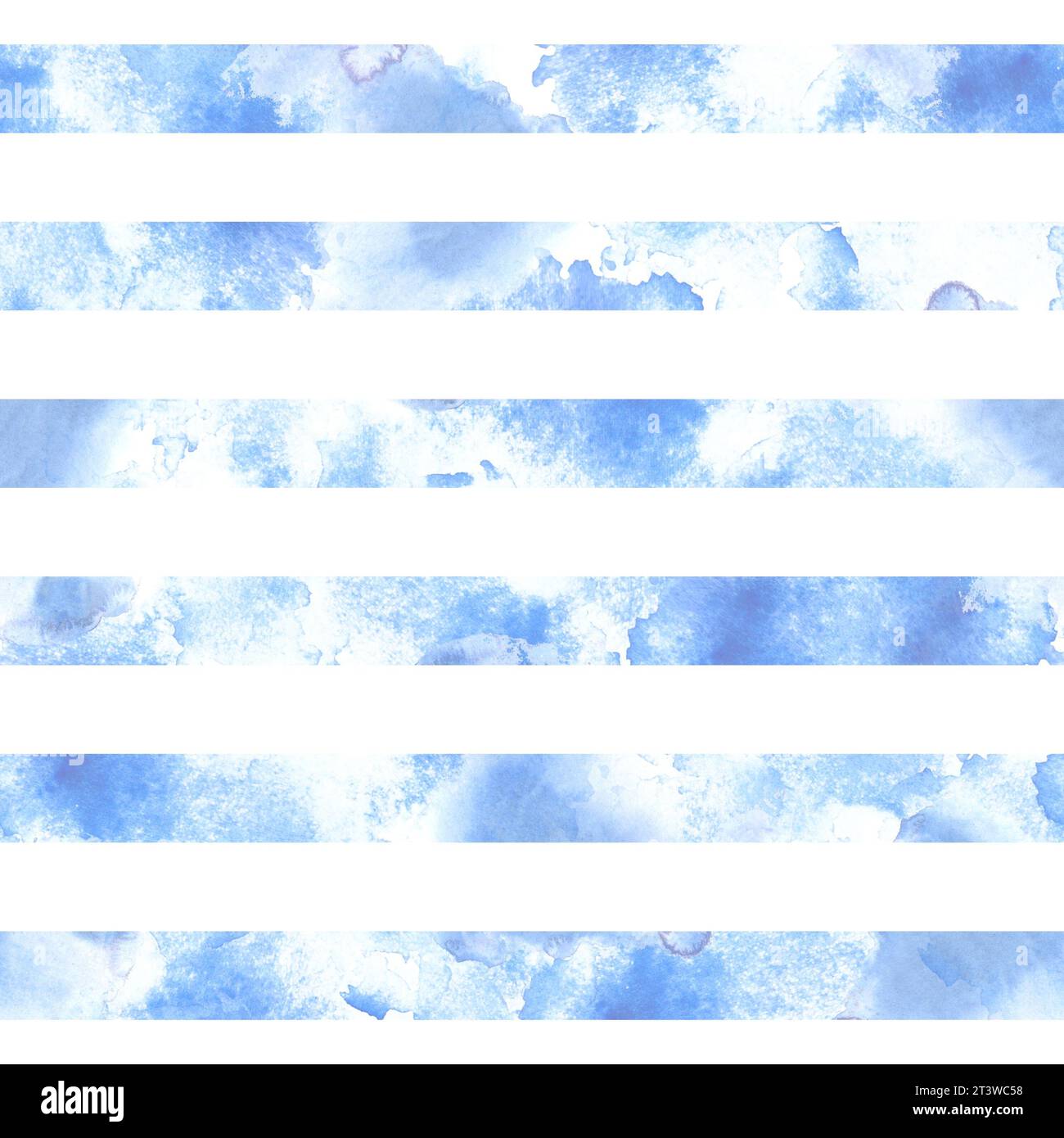 Watercolor blue stains striped seamless pattern. Hand painted ...