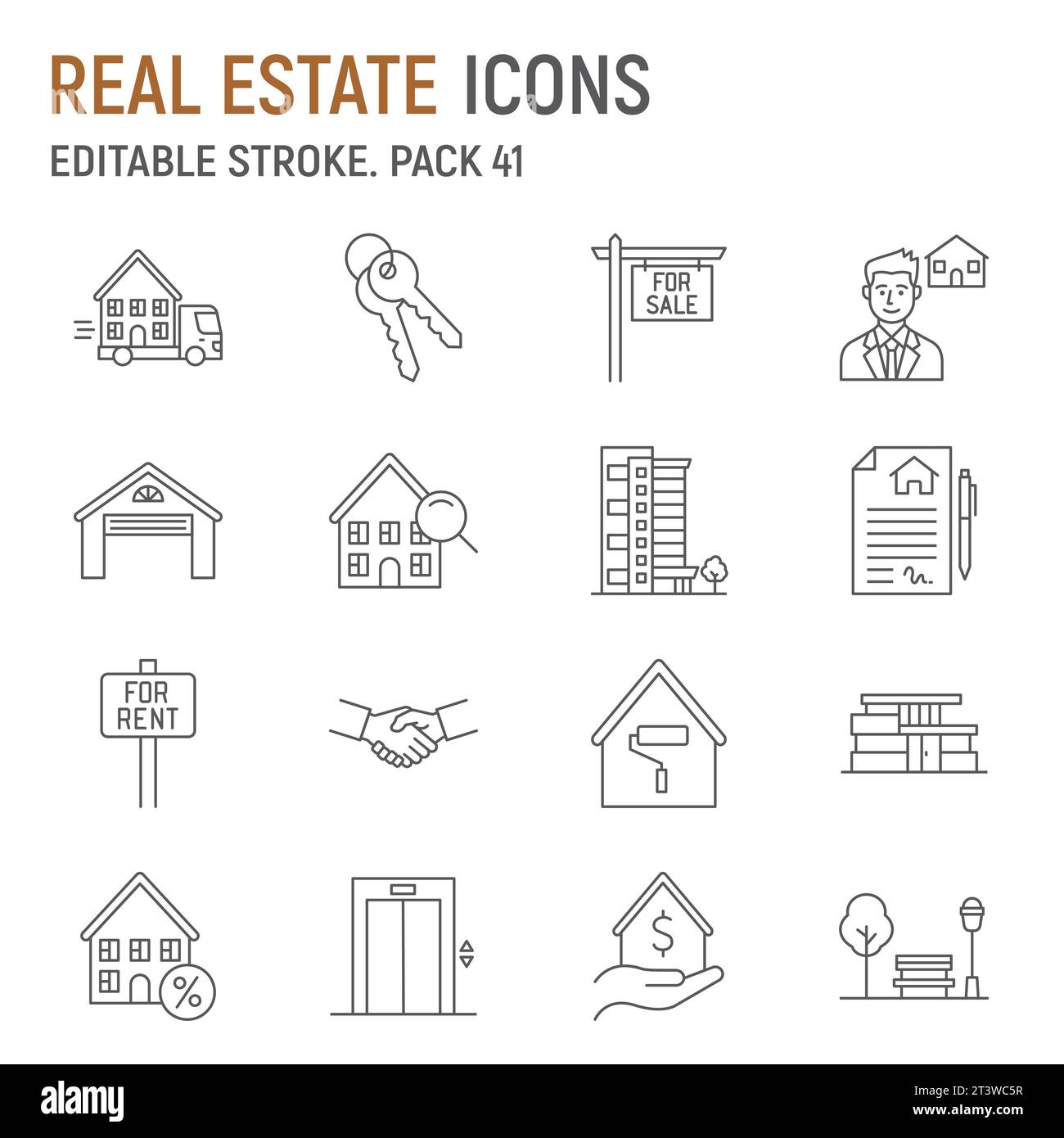 Real estate line icon set, house collection, vector graphics, logo ...