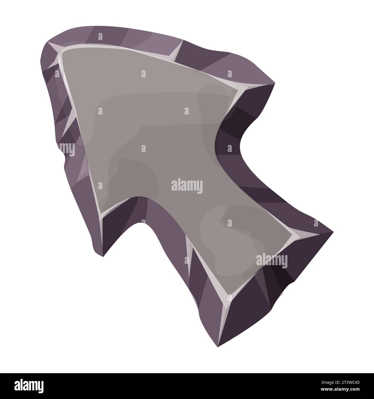 Stone cursor game navigator, rock pointer, arrow in comic cartoon style ...