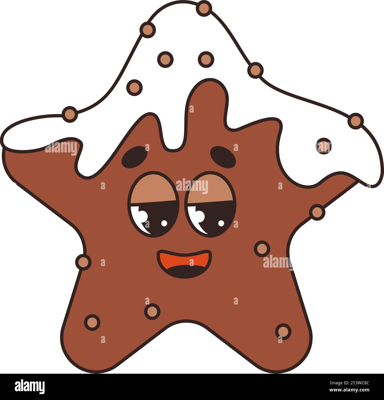 Christmas gingerbread star. Vibes retro character. Merry Christmas and ...