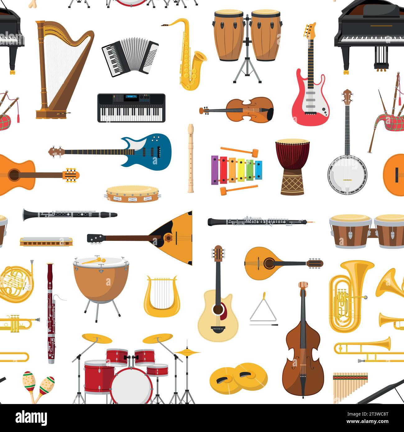 Musical instrumental seamless pattern background. Vector illustracion ...