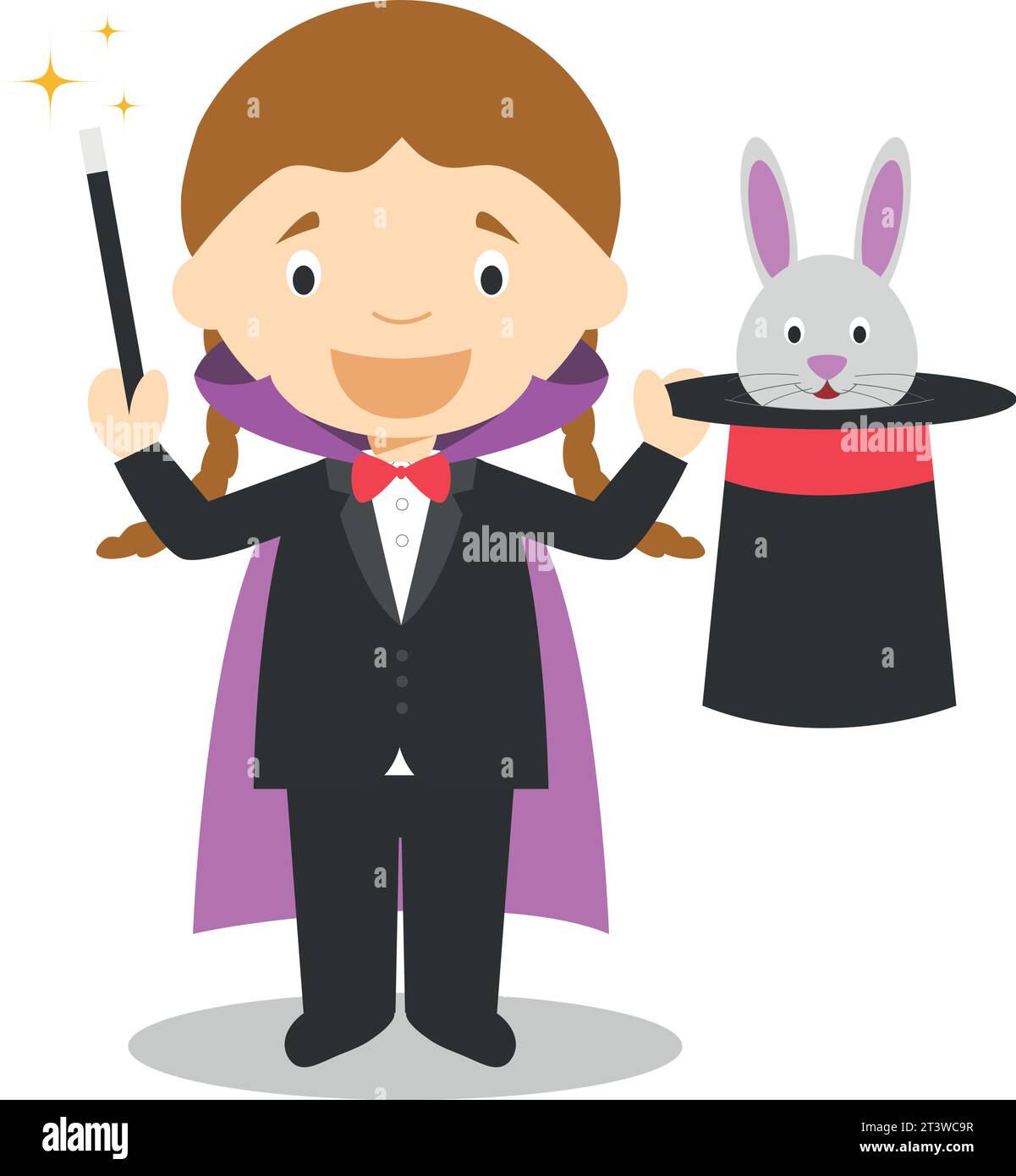 Cute cartoon vector illustration of a magician. Women Professions ...
