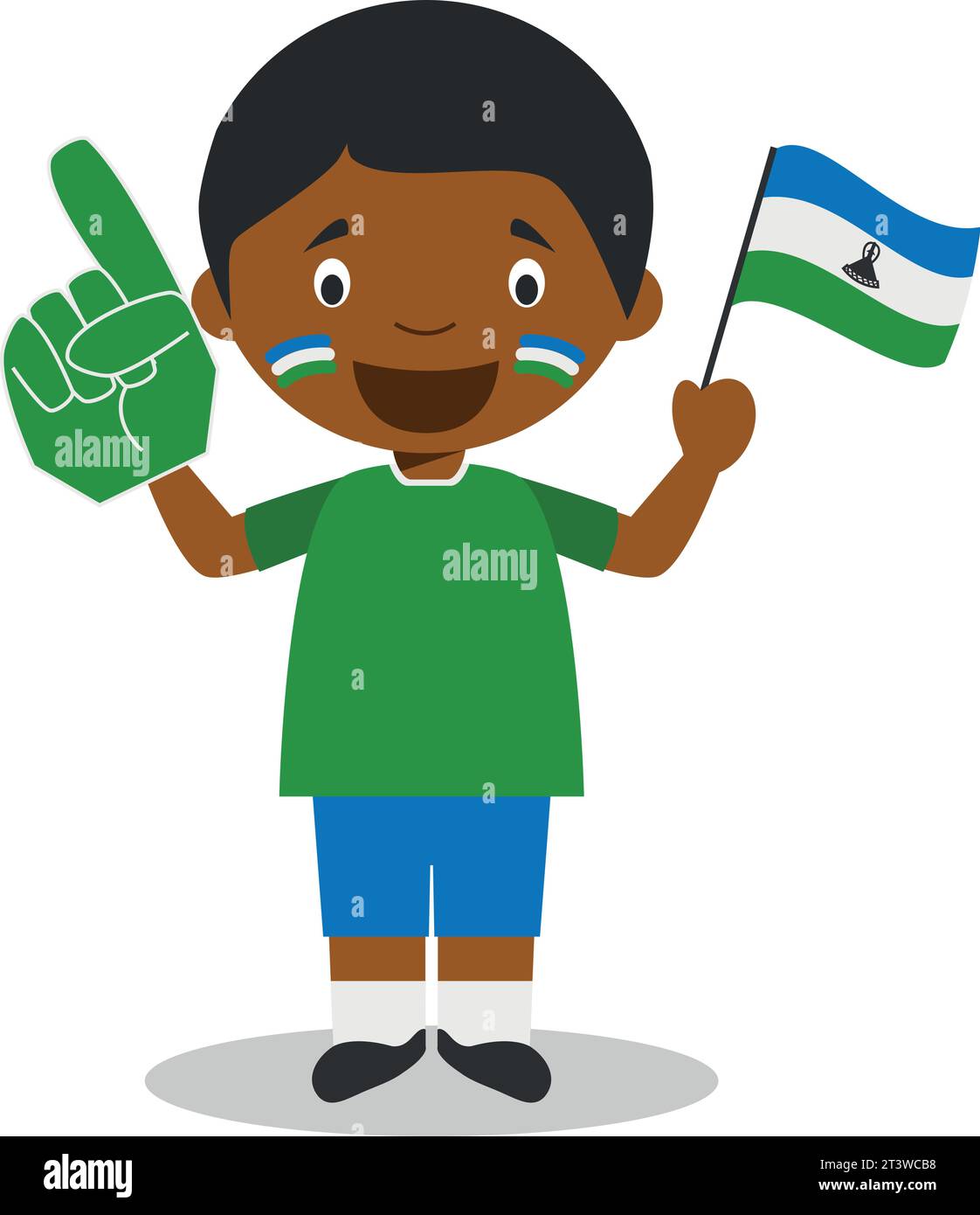 National sport team fan from Lesotho with flag and glove Vector ...