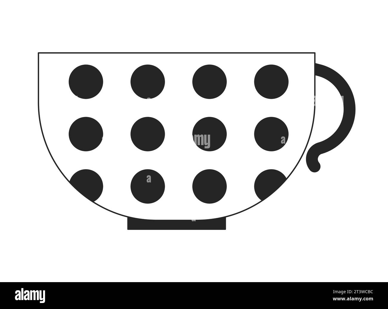 Polka dot big round mug black and white 2D line cartoon object Stock ...