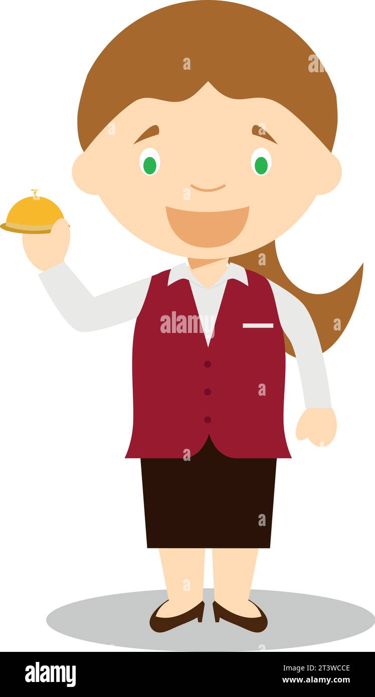 Cute cartoon vector illustration of a receptionist. Women Professions ...