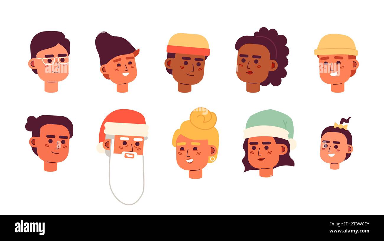 Christmas celebrating 2D vector avatar illustration bundle Stock Vector ...