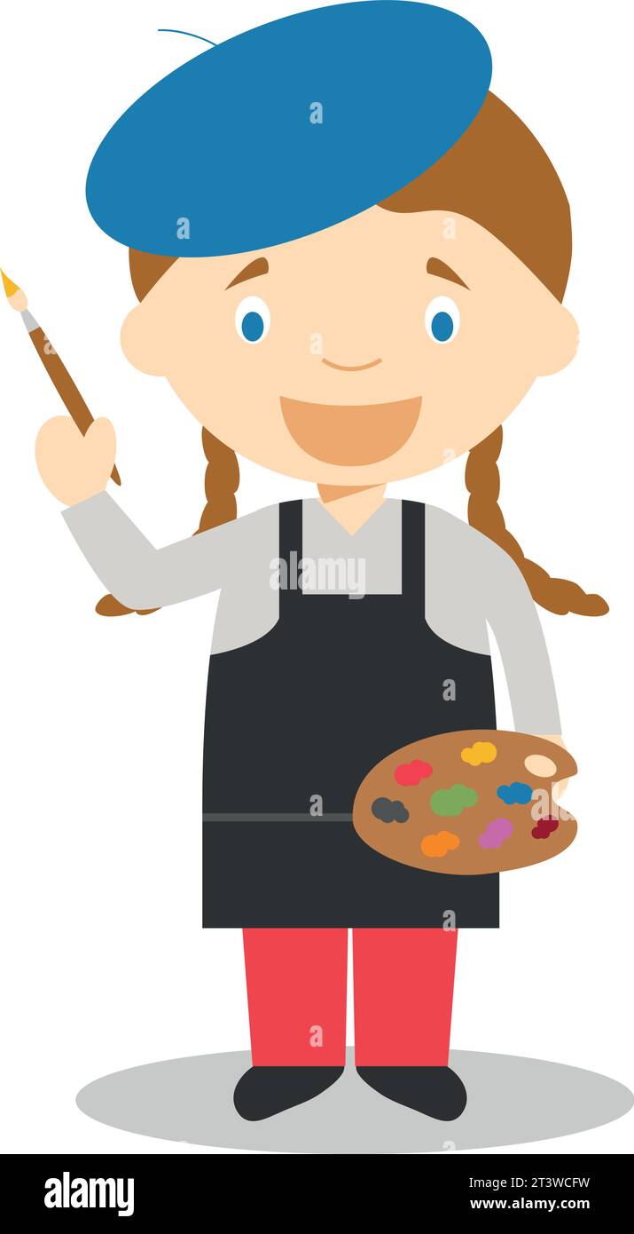 Cute cartoon vector illustration of an artist. Women Professions Series ...