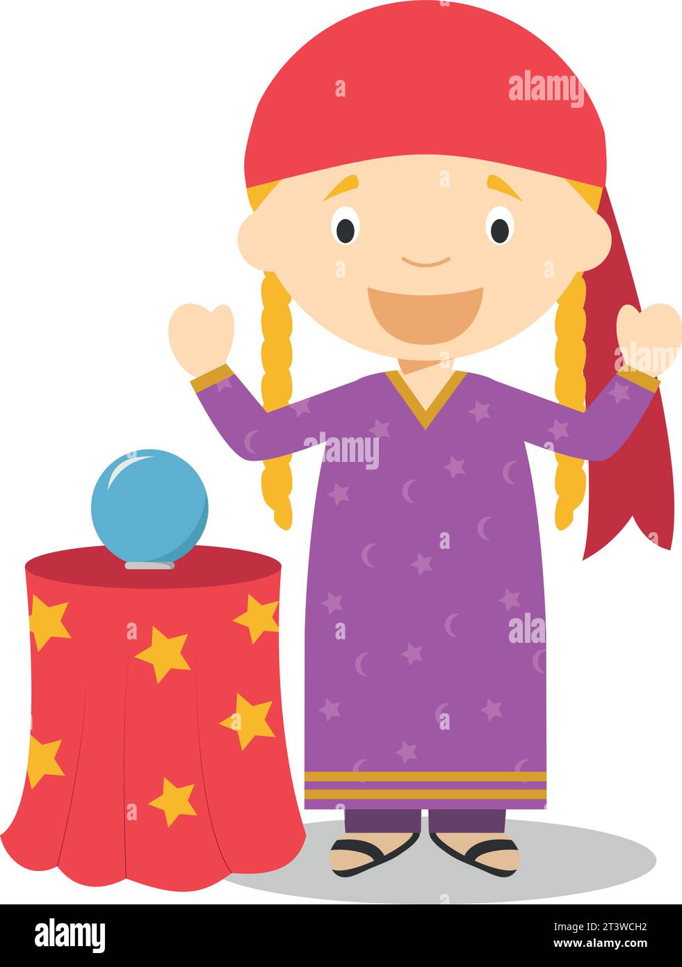 Cute cartoon vector illustration of a fortune teller. Women Professions ...
