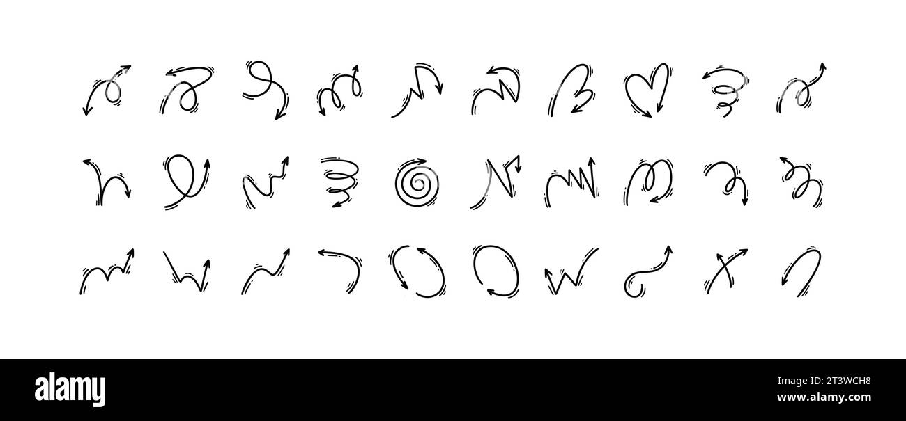 Cute line doodle arrows set. Comic, cartoon motion expression design ...
