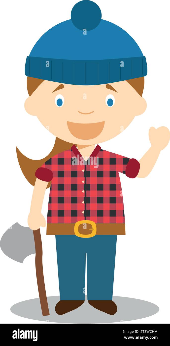Cute cartoon vector illustration of a lumberjack. Women Professions ...