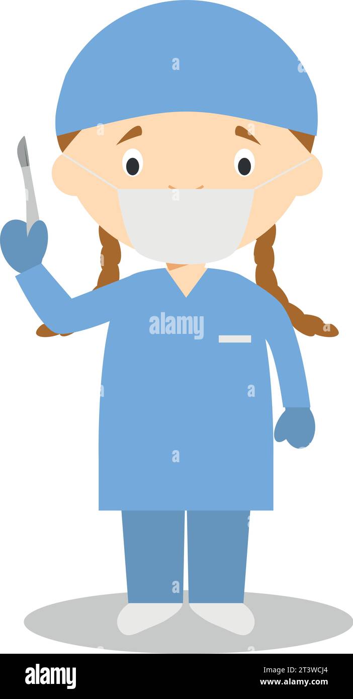 Cute cartoon vector illustration of a surgeon. Women Professions Series ...