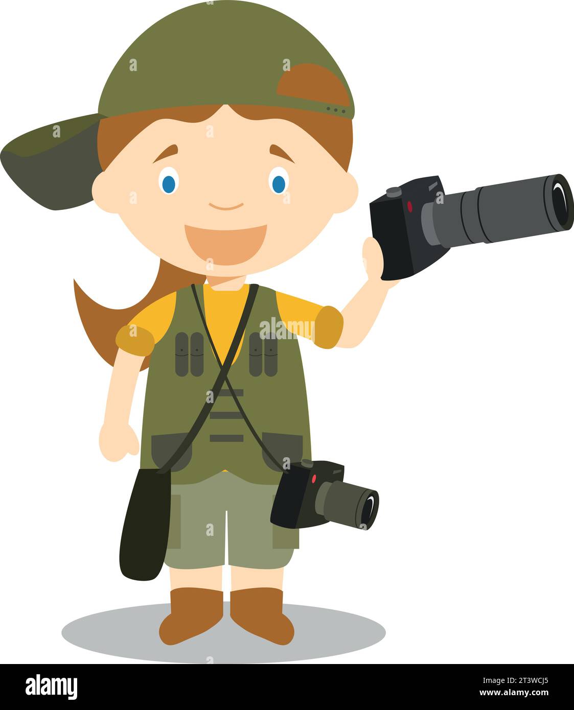 Cute cartoon vector illustration of a photographer. Women Professions ...