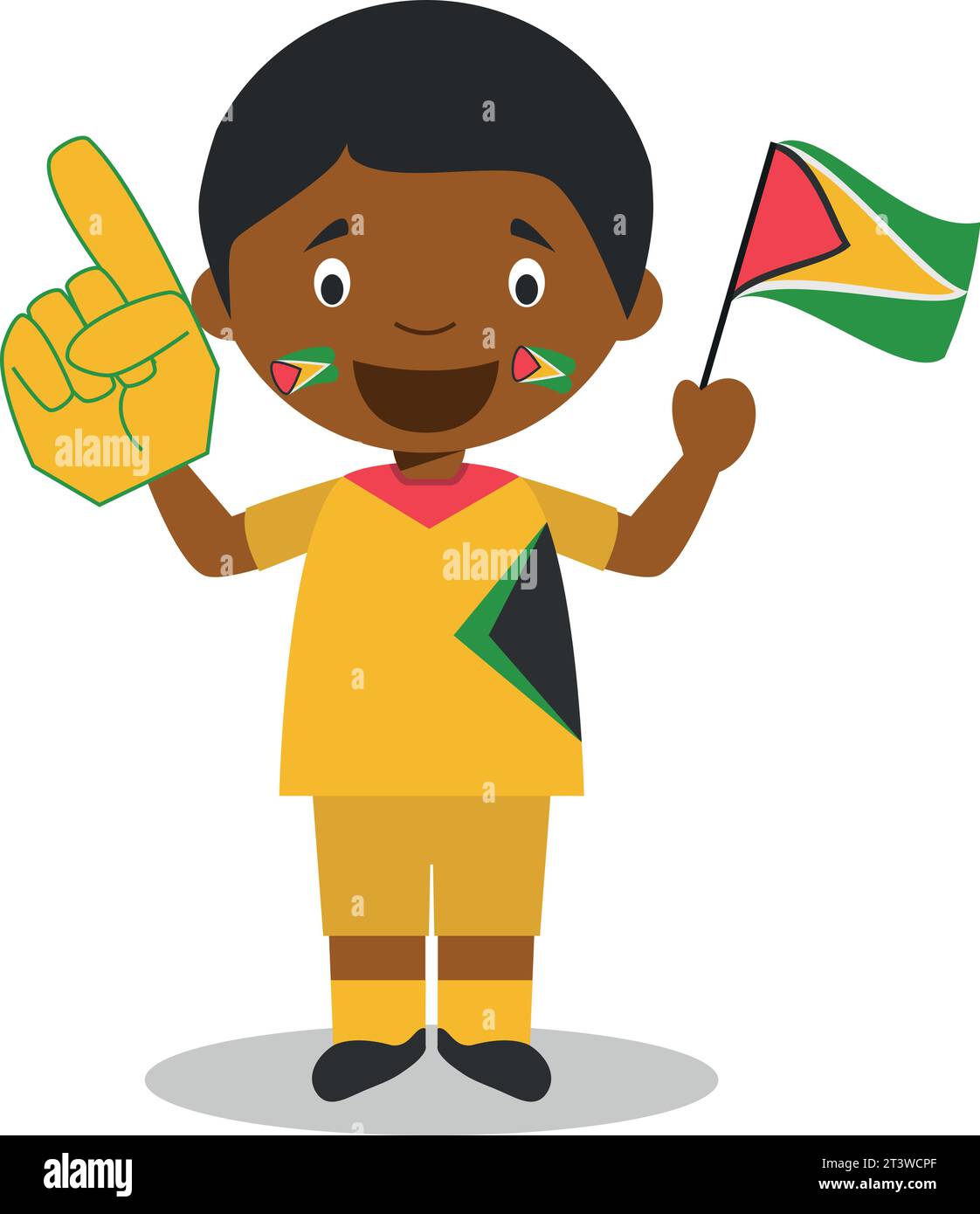 National sport team fan from Guyana with flag and glove Vector ...